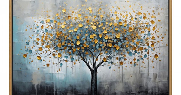 Πίνακας σε καμβά "Gold Tree" Megapap ψηφιακής εκτύπωσης με κορνίζα ...