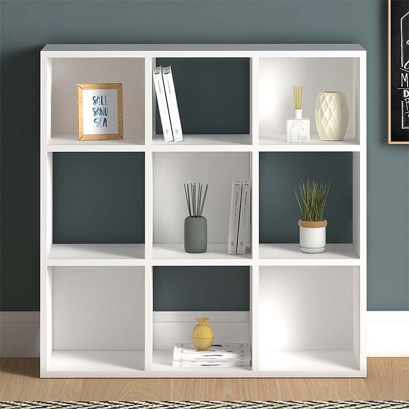 Cube Megapap melamine bookcase in white color 90x30x90cm. cyprus