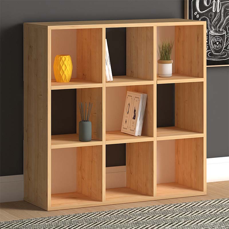 Cube Megapap melamine bookcase in oak color 90x30x90cm. cyprus