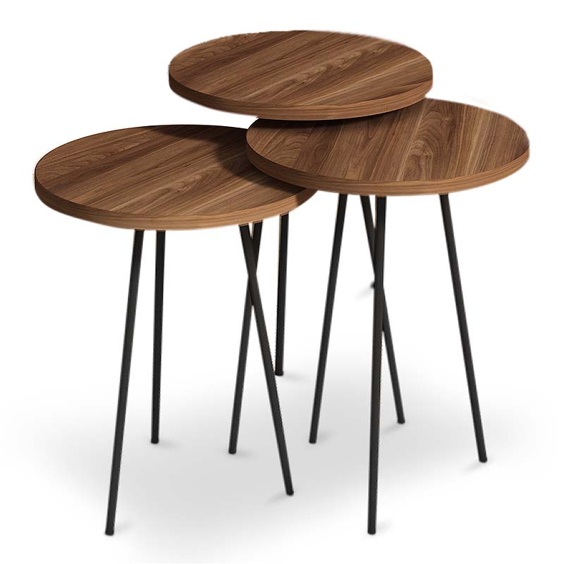 Select Megapap metallic - melamine side tables in walnut color cyprus