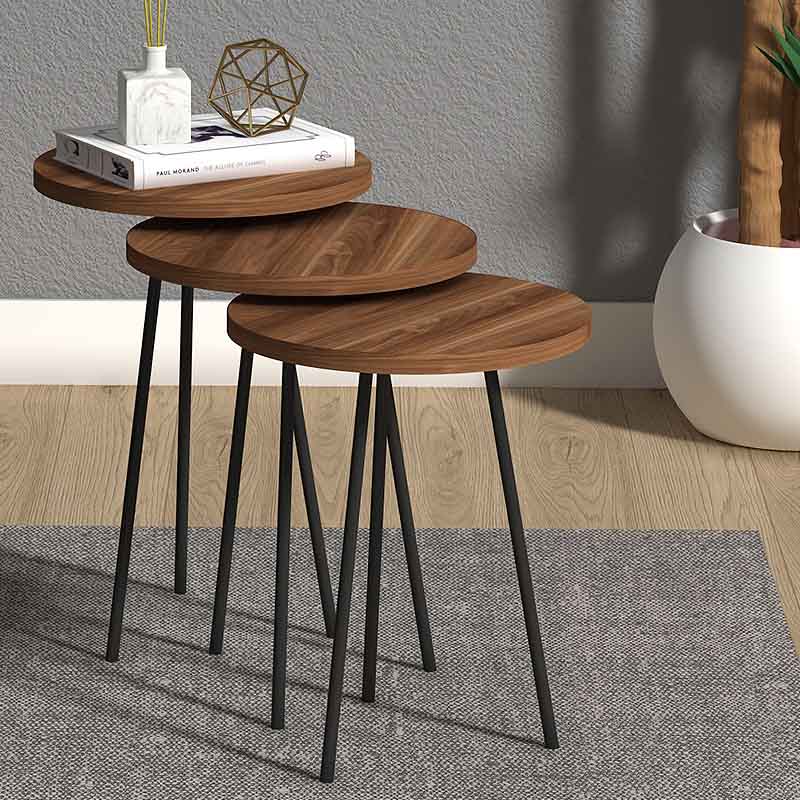 Select Megapap metallic - melamine side tables in walnut color cyprus