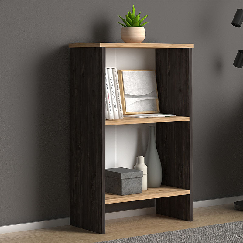 Flora Megapap melamine bookcase in industrial grey - oak 52x25x80cm. cyprus