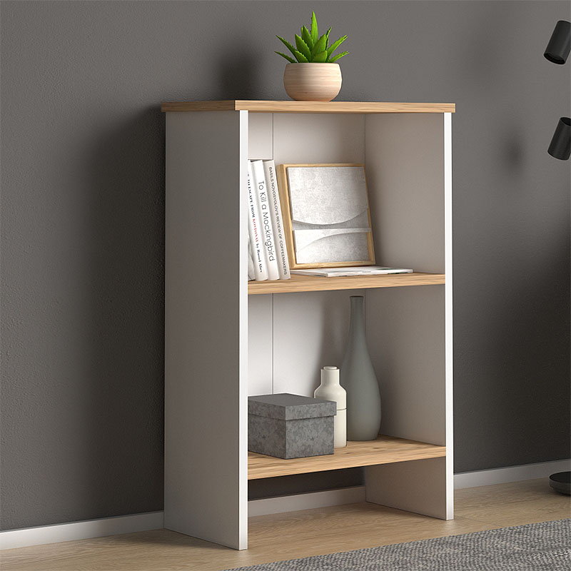 Flora Megapap melamine bookcase in white - oak 52x25x80cm. cyprus