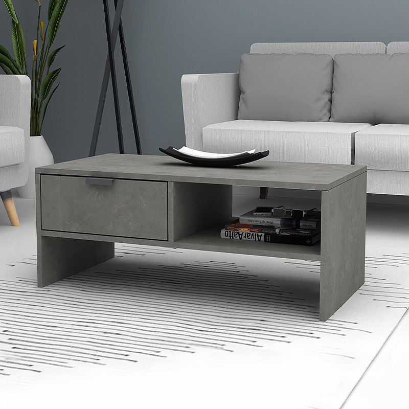 Galaxy Megapap melamine coffee table in beton grey color 100x50x42cm ...