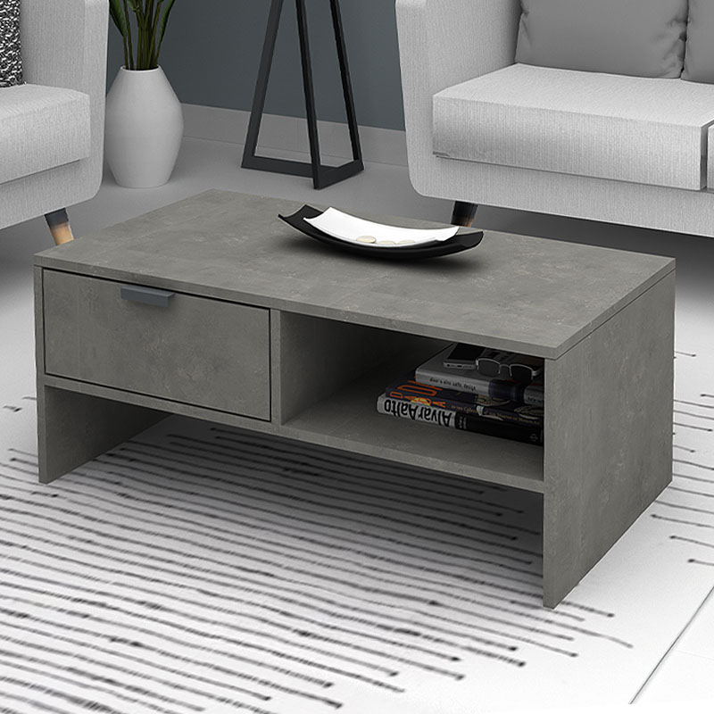 Galaxy Megapap melamine coffee table in beton grey color 100x50x42cm ...