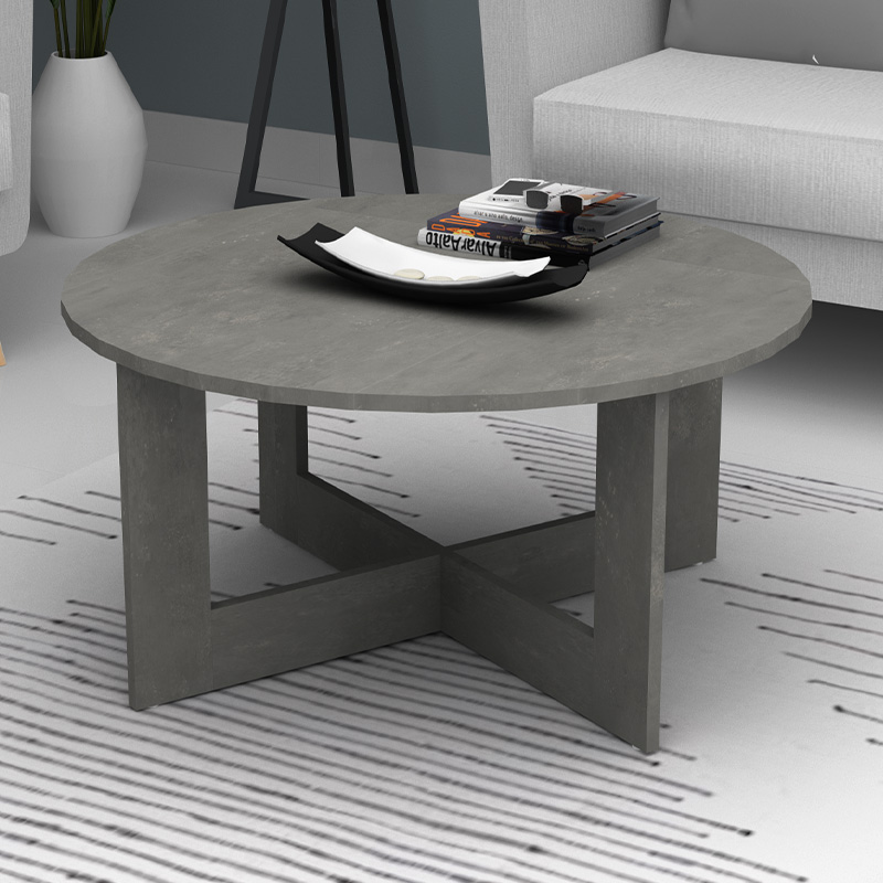 Kati Megapap melamine coffee table in concrete grey color Ø80x42cm. cyprus