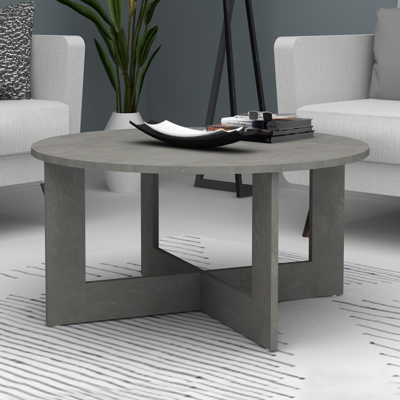 Kati Megapap melamine coffee table in concrete grey color Ø80x42cm. cyprus
