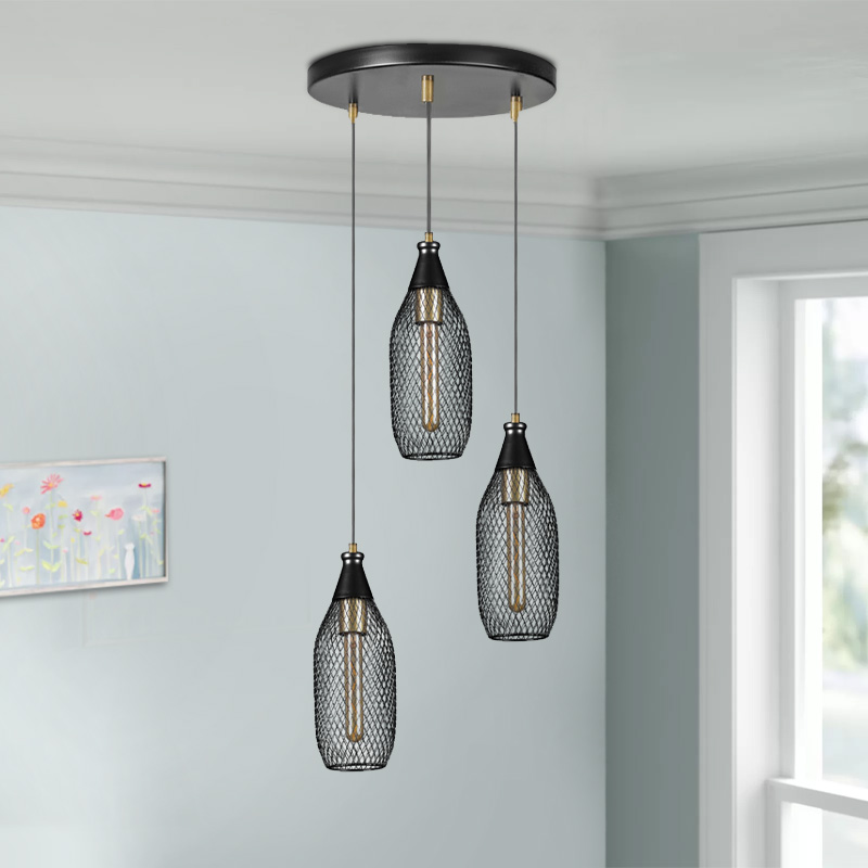 Orazio Megapap E27 metallic three-light ceiling light in black color ...