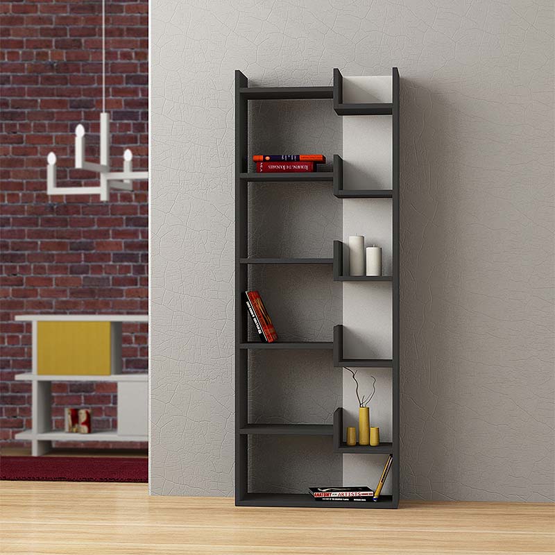 Oppa Megapap melamine bookcase in anthracite - white color 60x22x162cm ...