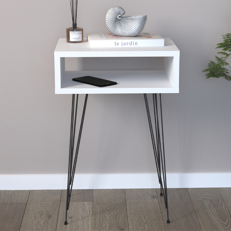 Scott Megapap melamine side table in white color 40x30x60cm. cyprus