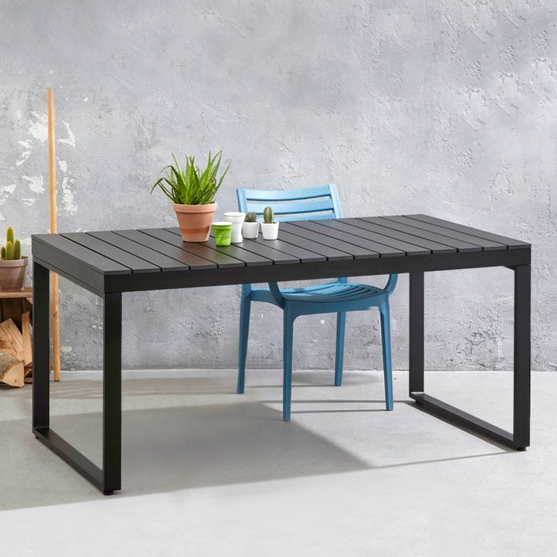 Poseidon Megapap garden table metal - solid wood in black color ...